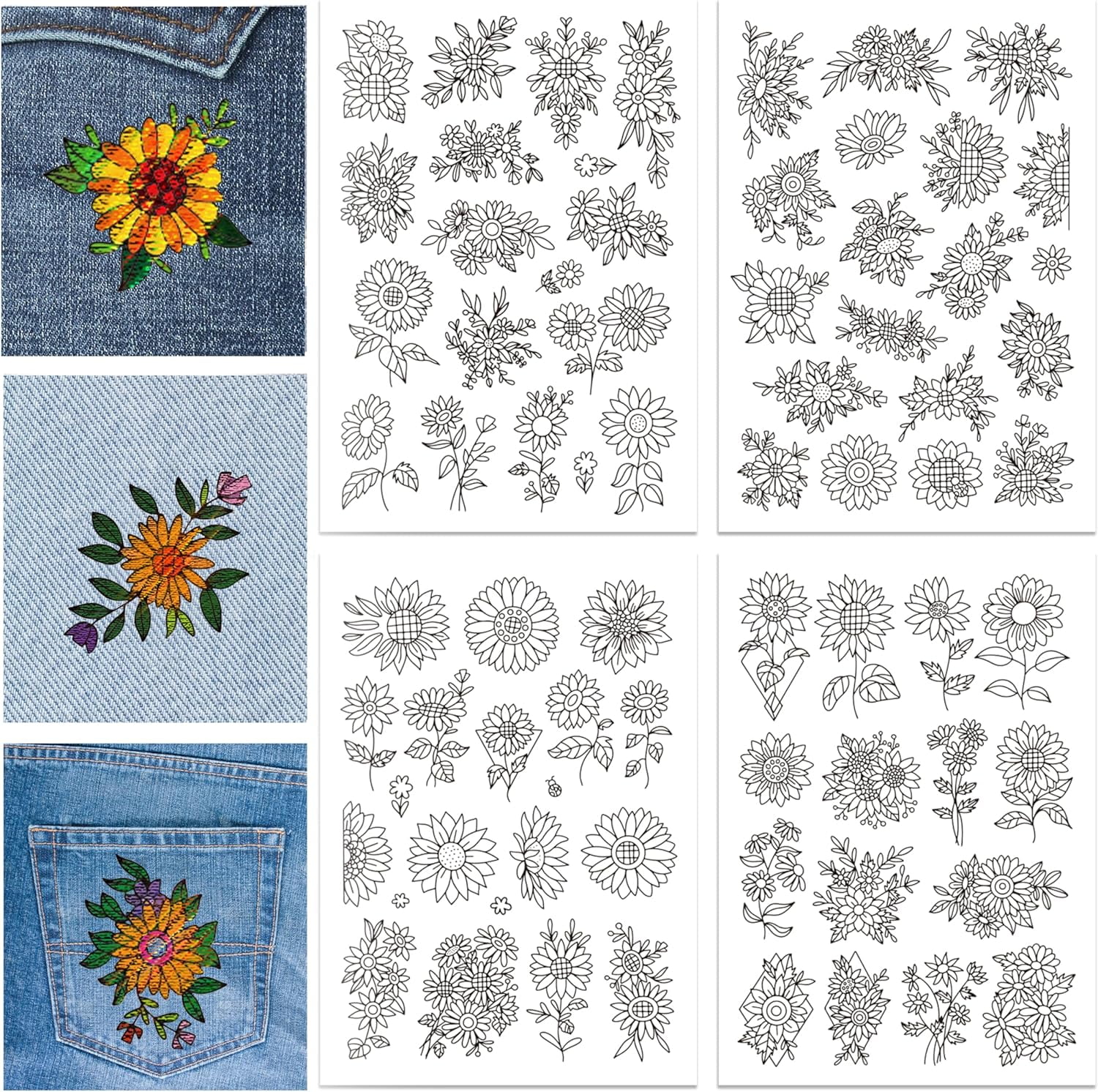 1set 4Sheets 11.6x8.2 Inch Stick and Stitch Embroidery Patterns Non ...