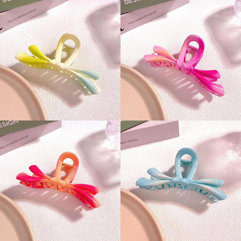 1set 4pcs 4 colors Plastic Claw Hair Clips Two Tone Butterfly Mixed ...