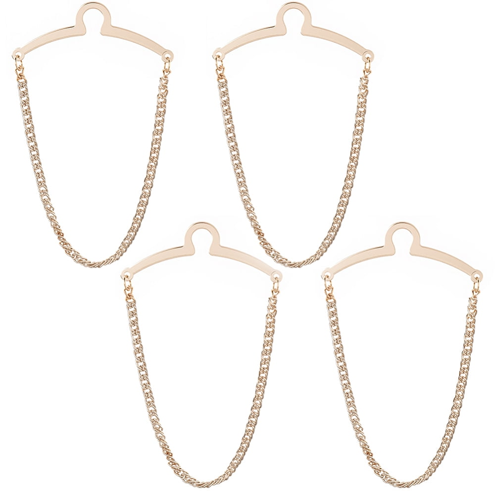 1set 4pcs Brass Hanging Chains Collar Pins Tie Clips Iron Cardigan ...
