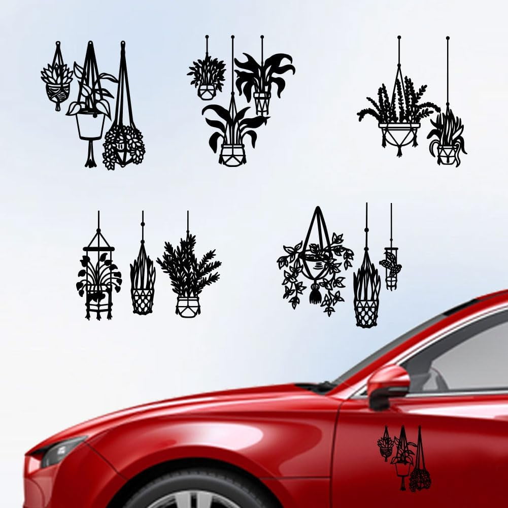 1set 5 Styles Hanging Plant Decals 6.1x5.83 Inches Plants Leaves Wall ...