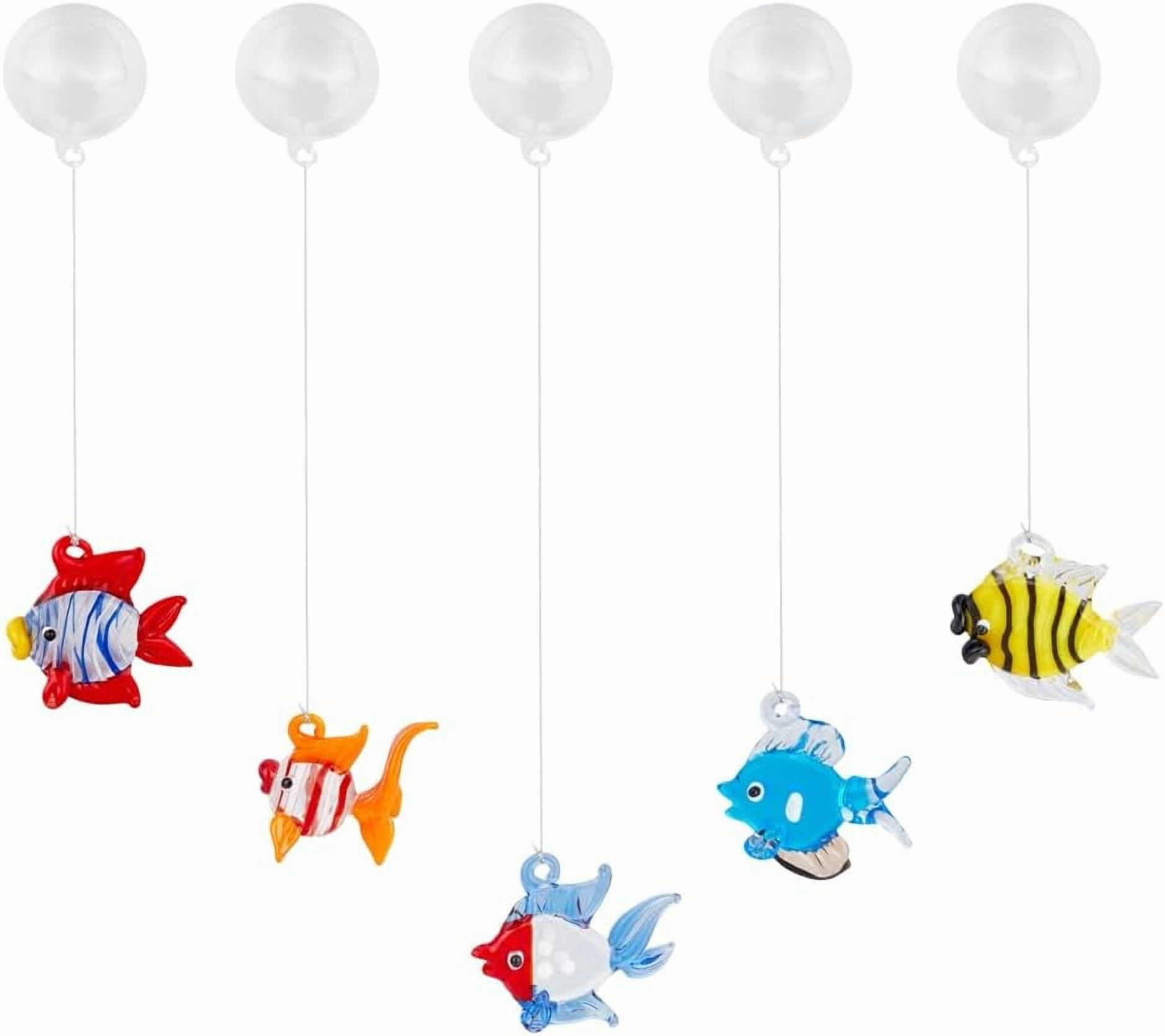 1set 5 sets 5 styles Blown Floating Glass Fish Miniature Figurine ...