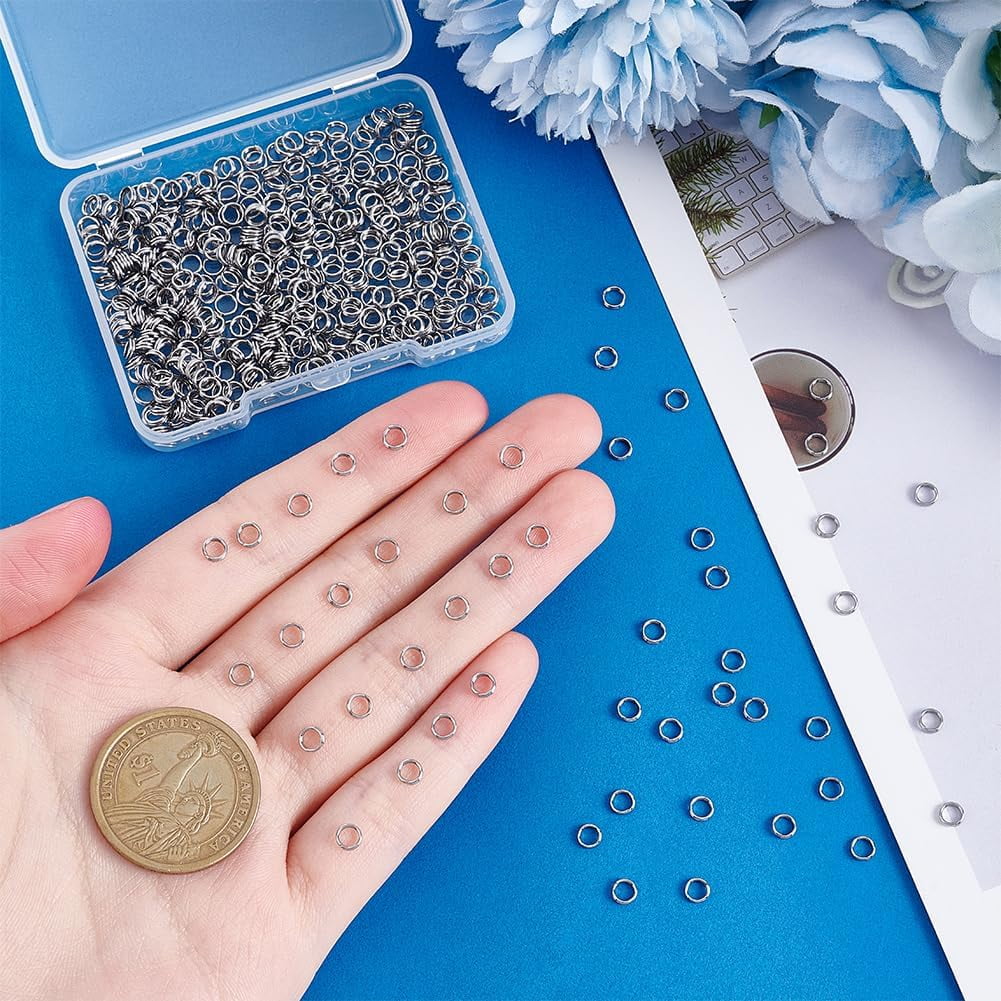 1set 500pcs 304 Stainless Steel Split Rings Double Loops Jump Rings Stainless Steel color 4x1mm ...