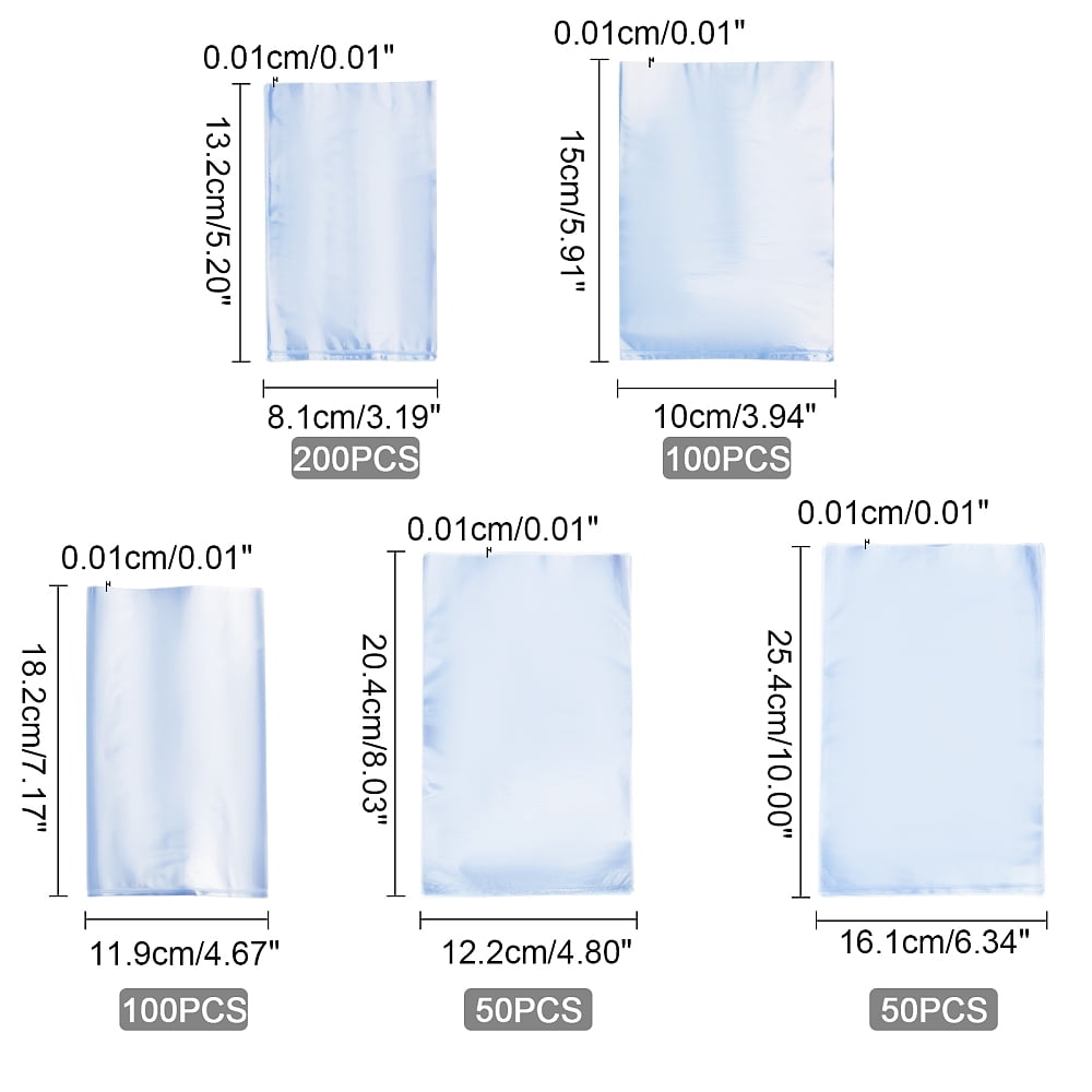 1set 500pcs PVC Heat Shrink Film Wrap Bags Rectangle Clear 13.2x8.1x0 ...