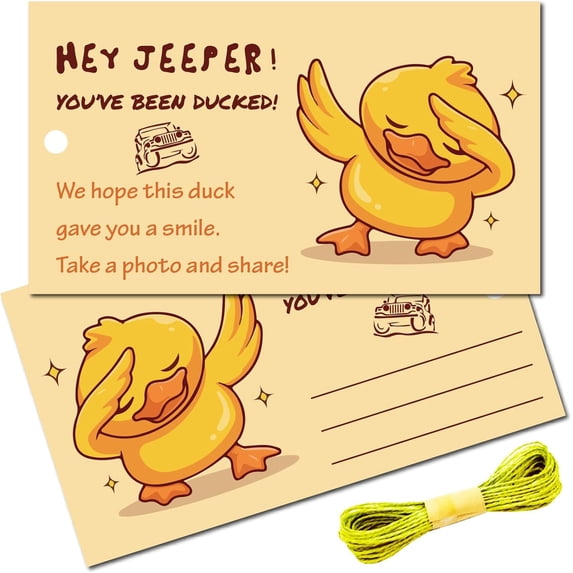 1set 50Pcs Duck Theme Paper Card Greeting Card Rectangle with 10M Jute ...