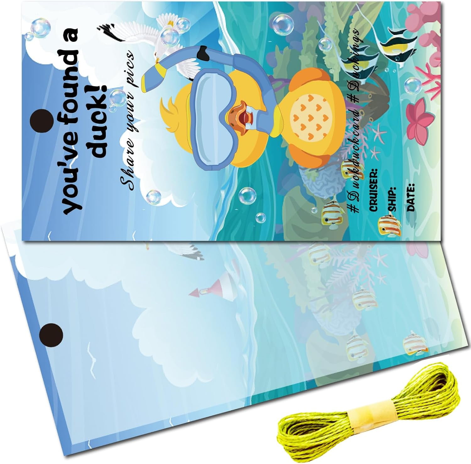 1set 50Pcs Paper Card Greeting Card Duck Theme Card Rectangle Ocean ...