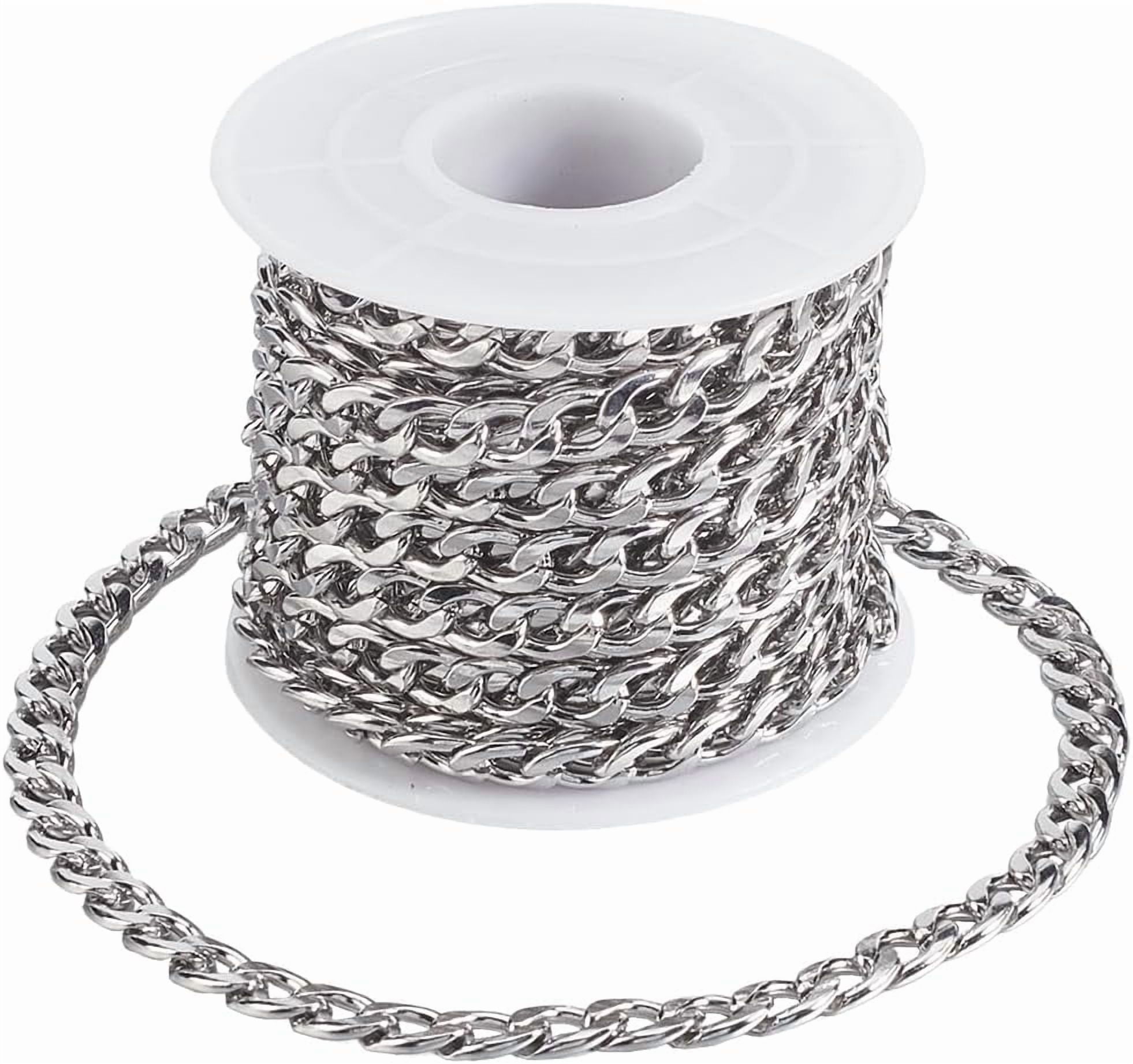 1set 5M 304 Stainless Steel Curb Chains Unwelded with Spool Stainless ...