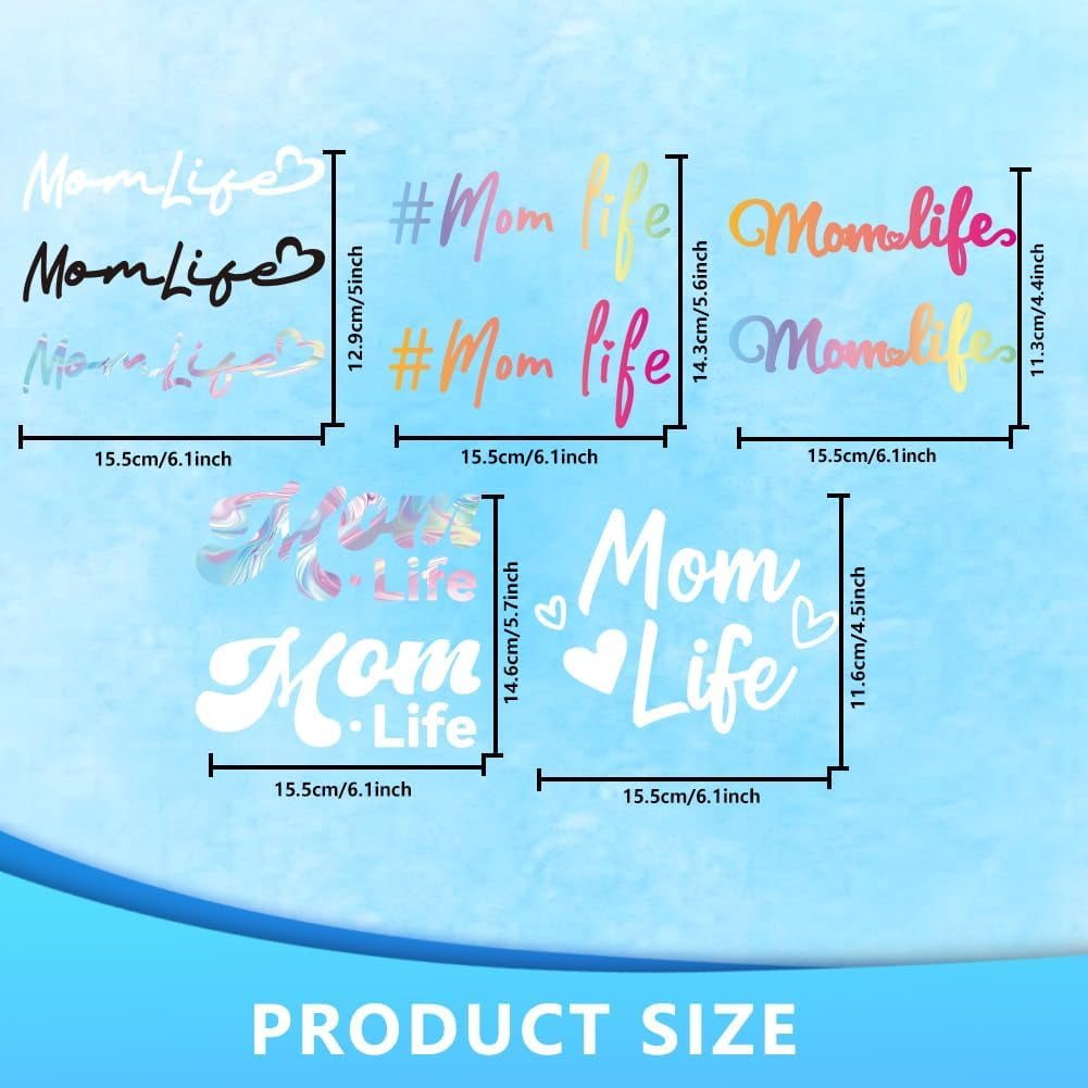 1set 5pcs Colorful Mom Life Reflective Vinyl Car Decal Stickers Mom ...