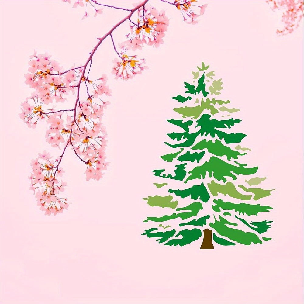1set 5pcs Reusable Tree Stencils 29.7x21cm Pine/Cypress Tree/Aspen ...