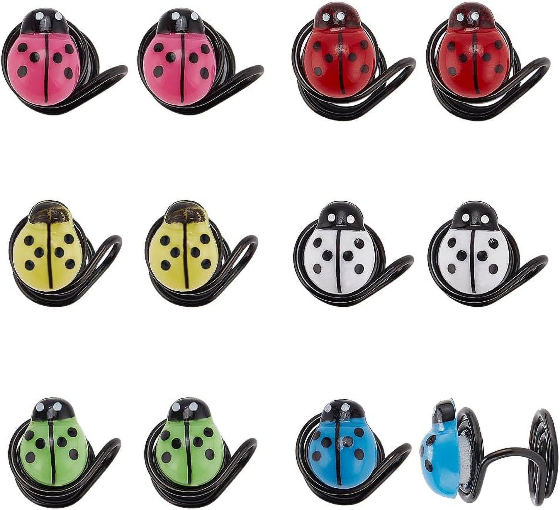 1set 6 Pair 6 color Plastic Ladybug Cuff Earrings 304 Stainless Steel ...