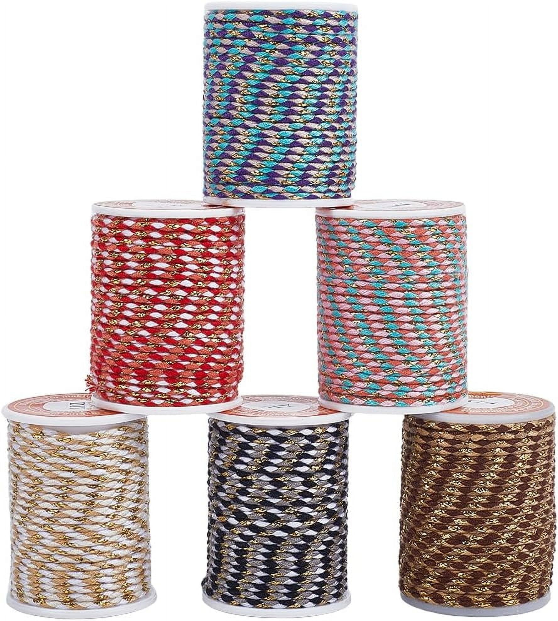 1set 6 Rolls 26.3 Yards 1.5mm Macrame Cord Metallic Cotton Thread Thin ...