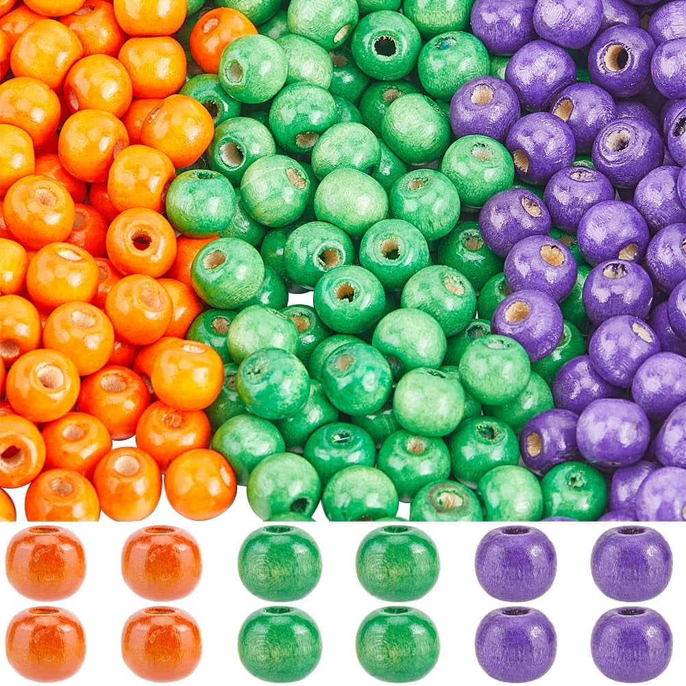 1set 600Pcs 3 Colors Dyed Natural Wood Beads Round Lead Free Mixed ...