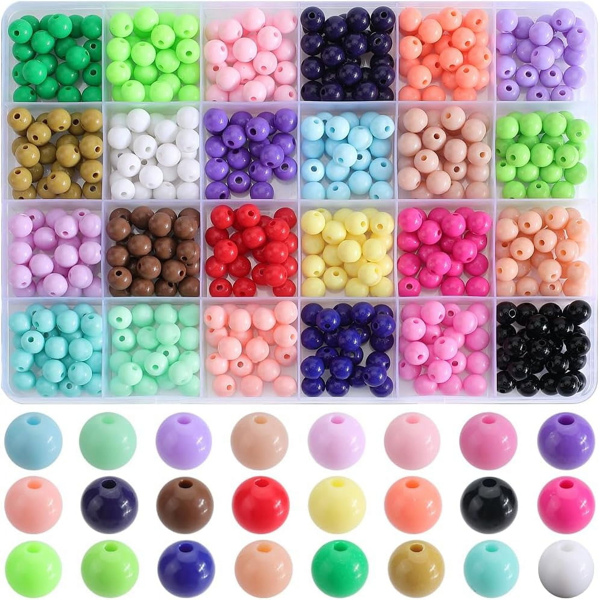 1set 600pcs 24 color Opaque Acrylic Beads sets Round Mixed color 8x7mm ...
