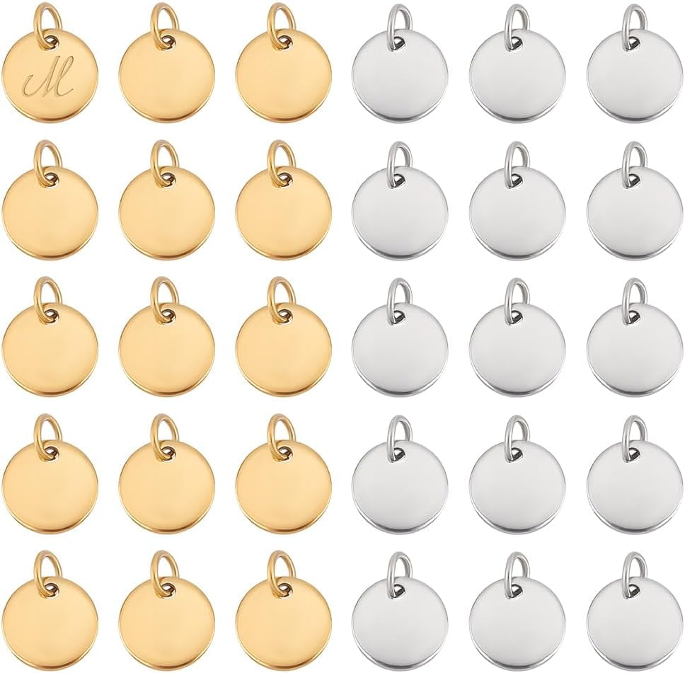 1set 60pcs 2 colors 304 Stainless Steel with Jump Rings Blank Stamping ...