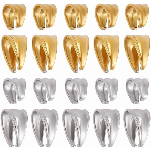 1set 60pcs 4 styles 304 Stainless Steel Snap on Bails Mixed color 5.5 ...