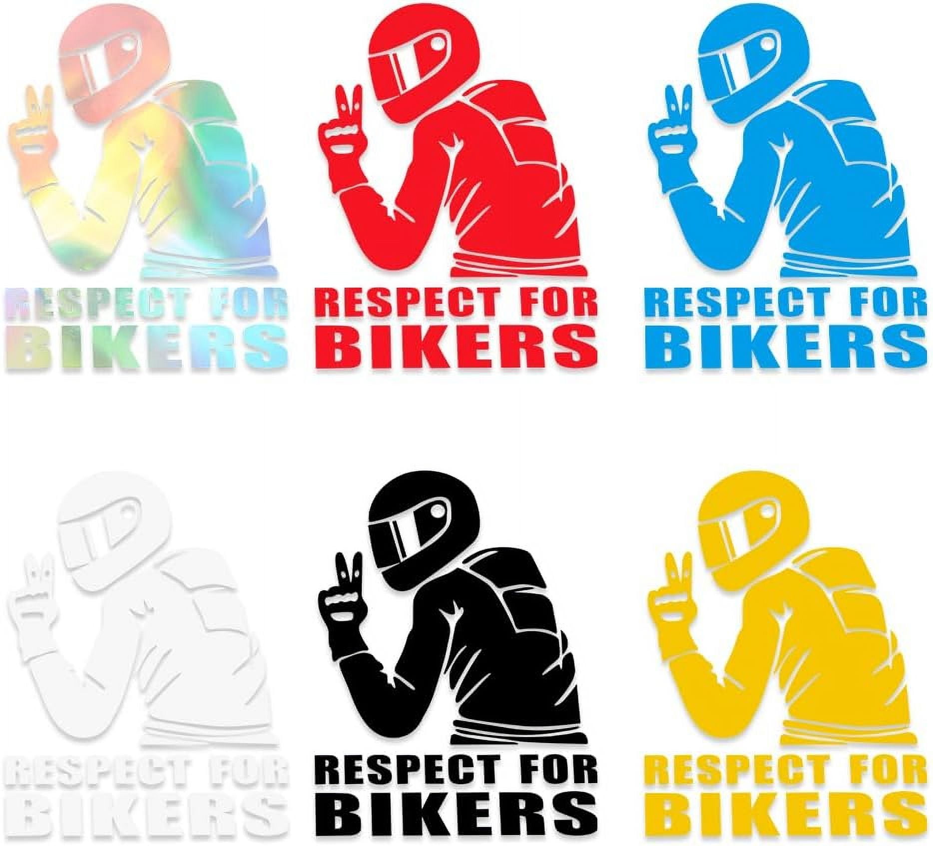 1set 6Pcs Waterproof Car Stickers and Decals Respect Biker Sticker Self ...