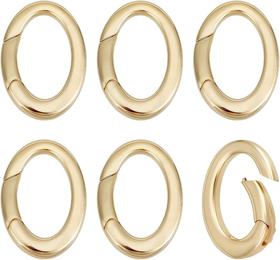 1set 6pcs Brass Spring Gate Rings Oval golden 18x13x3mm 9 Gauge nner ...