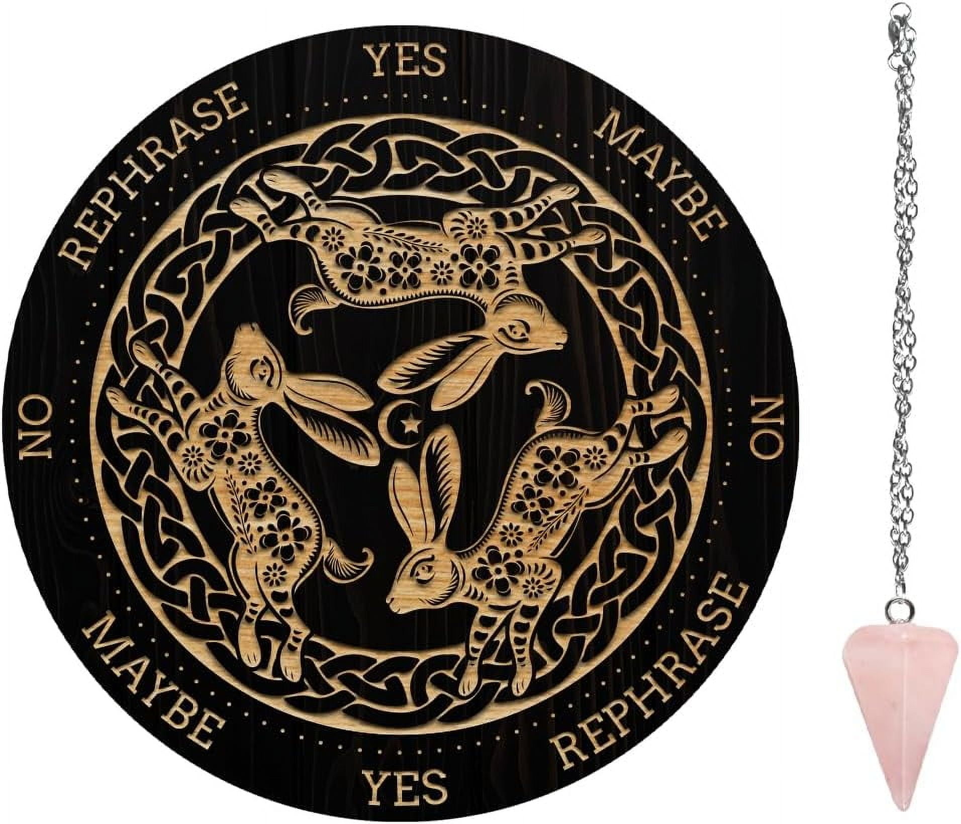 1set 7.8" Pendulum Board Wooden Dowsing Planchette with Rose Quartz ...