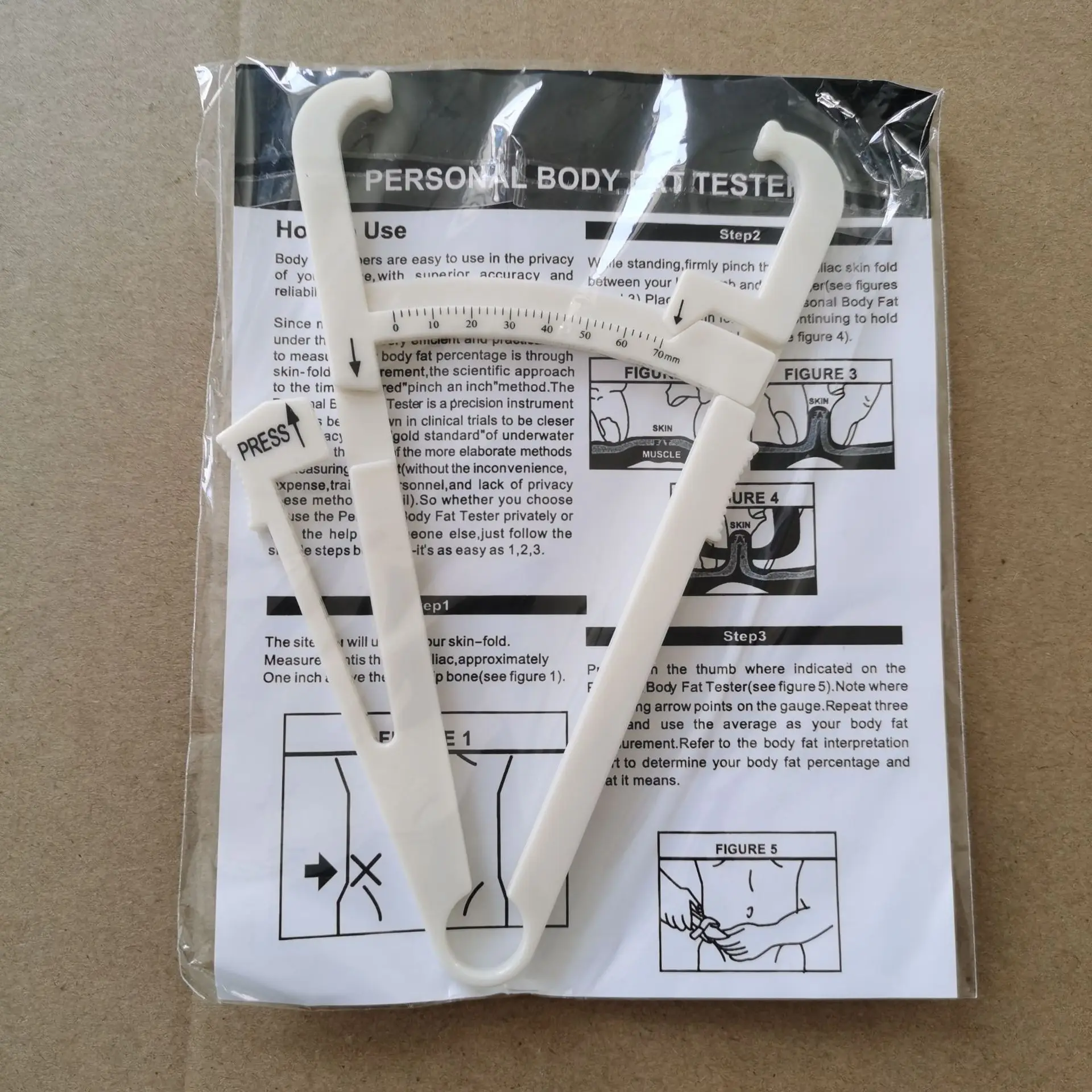 1set 70mm Skinfold Body Fat Caliper Set with Measure Tape Body Fat ...