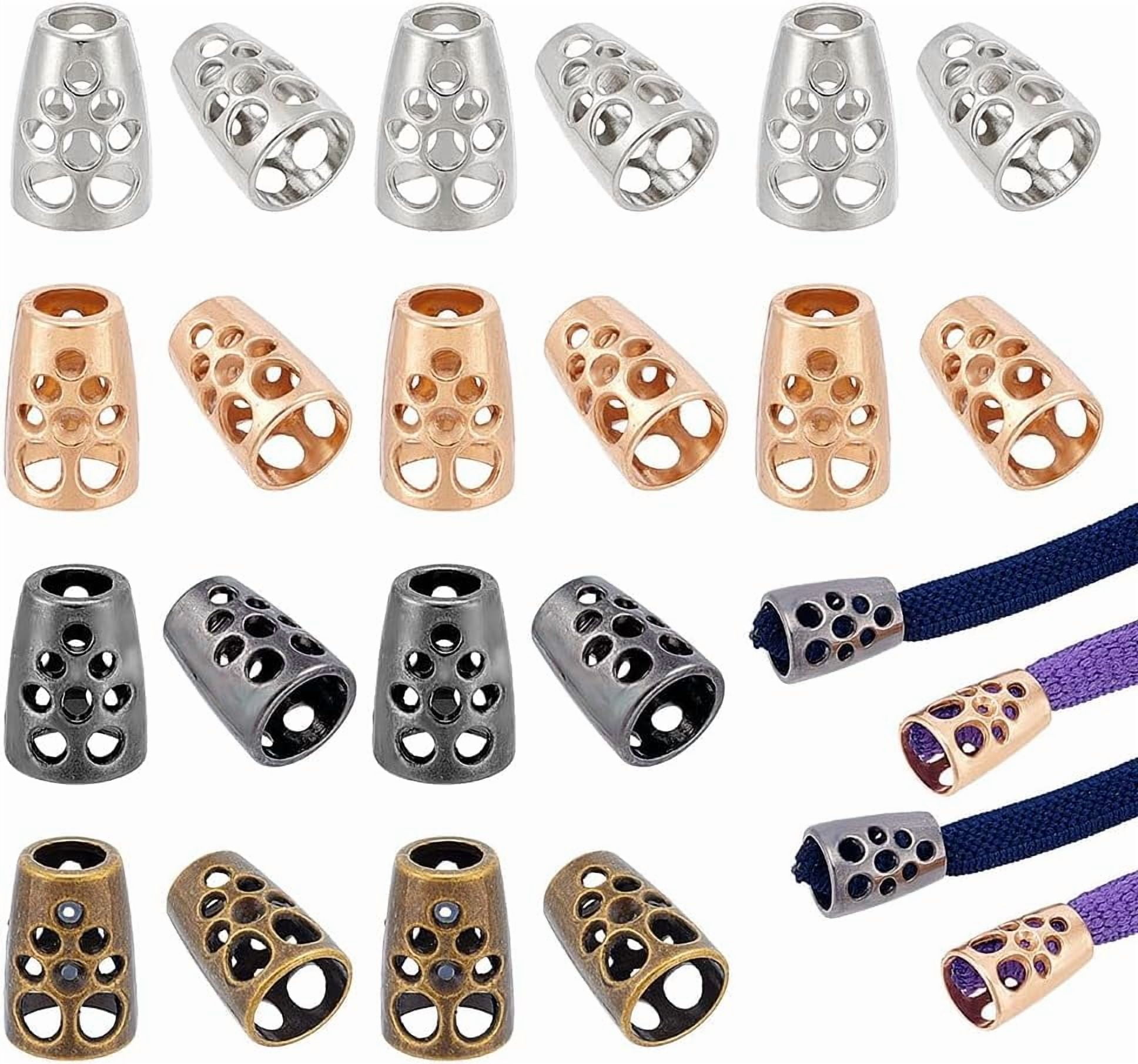 1set 80Pcs 4 Colors Conial Cord Lock Hollow Metal Bell Stopper Cord ...