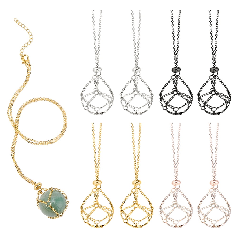 1set 8pcs 4 colors Brass Macrame Pouch Necklace Making Mixed color 11.42 inch(29cm) 2pcs/color ...