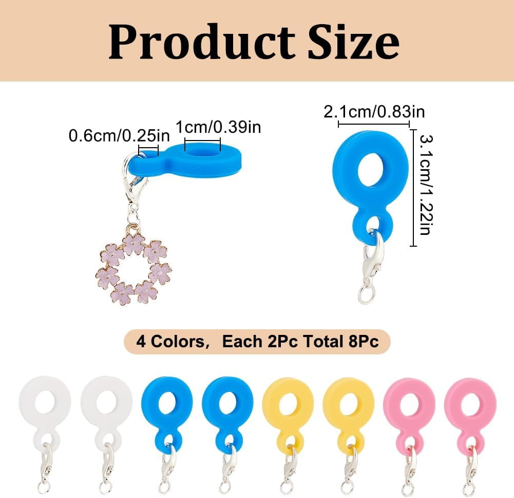 1set 8pcs 4 colors Silicone Straw Pendants Portable Straw Props Straw ...