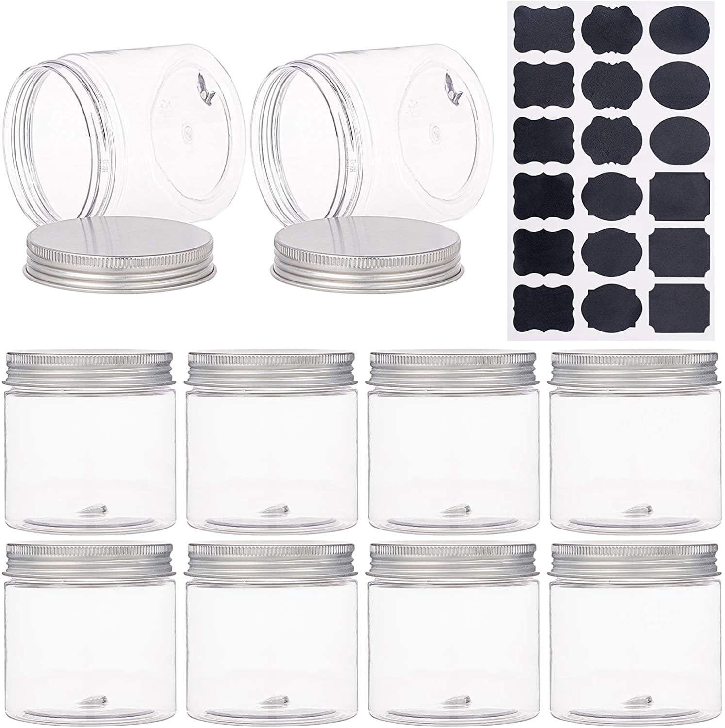 1set 9 pack 200ml Clear PET Plastic Storage Containers Jars with ...