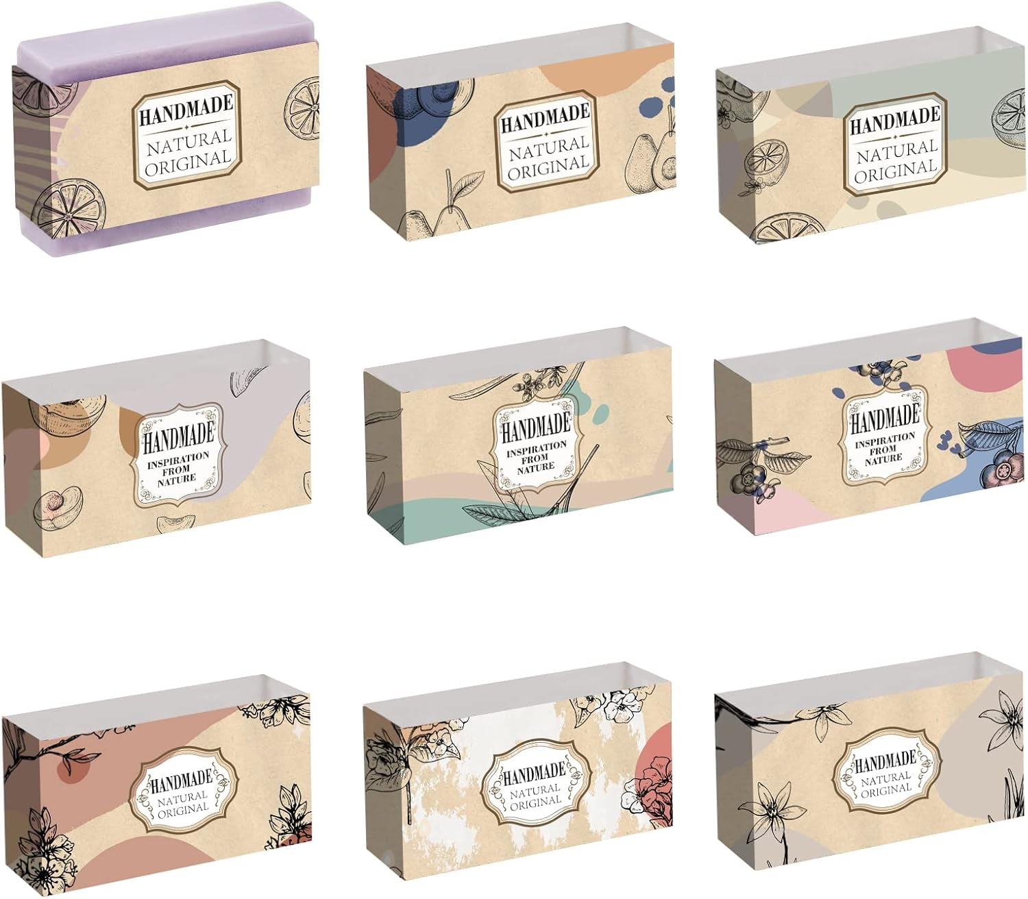1set 90pcs 9 style Soap Paper Tag Rectangle with Word HANDMADE NATURAL ...