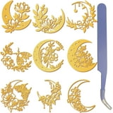 1set 9Pcs Moon ase Lotus Gold Metal Stickers 1.5 x 1.5in Decal with ...