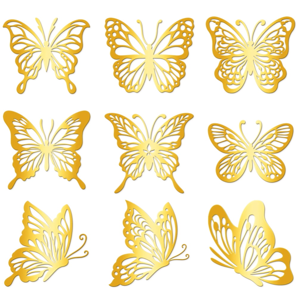 1set 9Pcs Nickel Self-adhesive Picture Stickers Metal Decals Golden ...