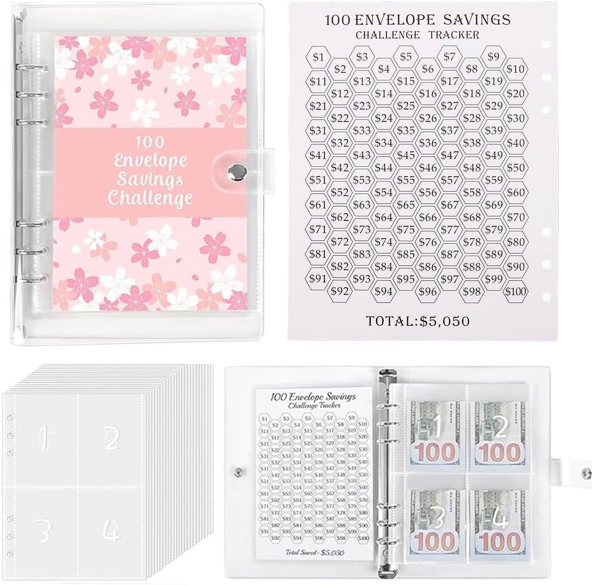 1set A5 PVC 100 Envelope Challenge Savings Binder 100 Day Budget ...