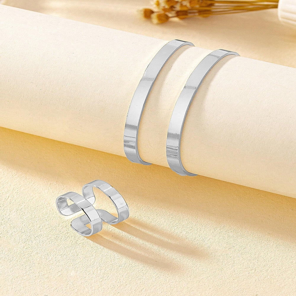 1set Alloy Double Layer Cuff Bangles & Cuff Rings sets Inner Diameter ...
