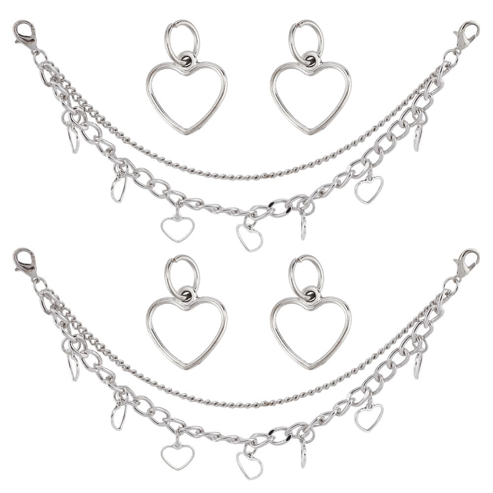 1set Alloy Multi-strand Curb Chains with Alloy Charm for DIY Shoes ...