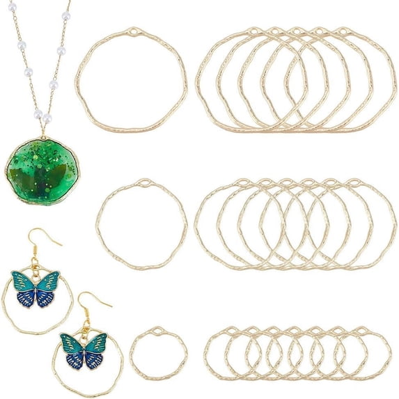 1set Alloy Open Back Bezel Pendants Hollow Brass Frame Charm Open ...
