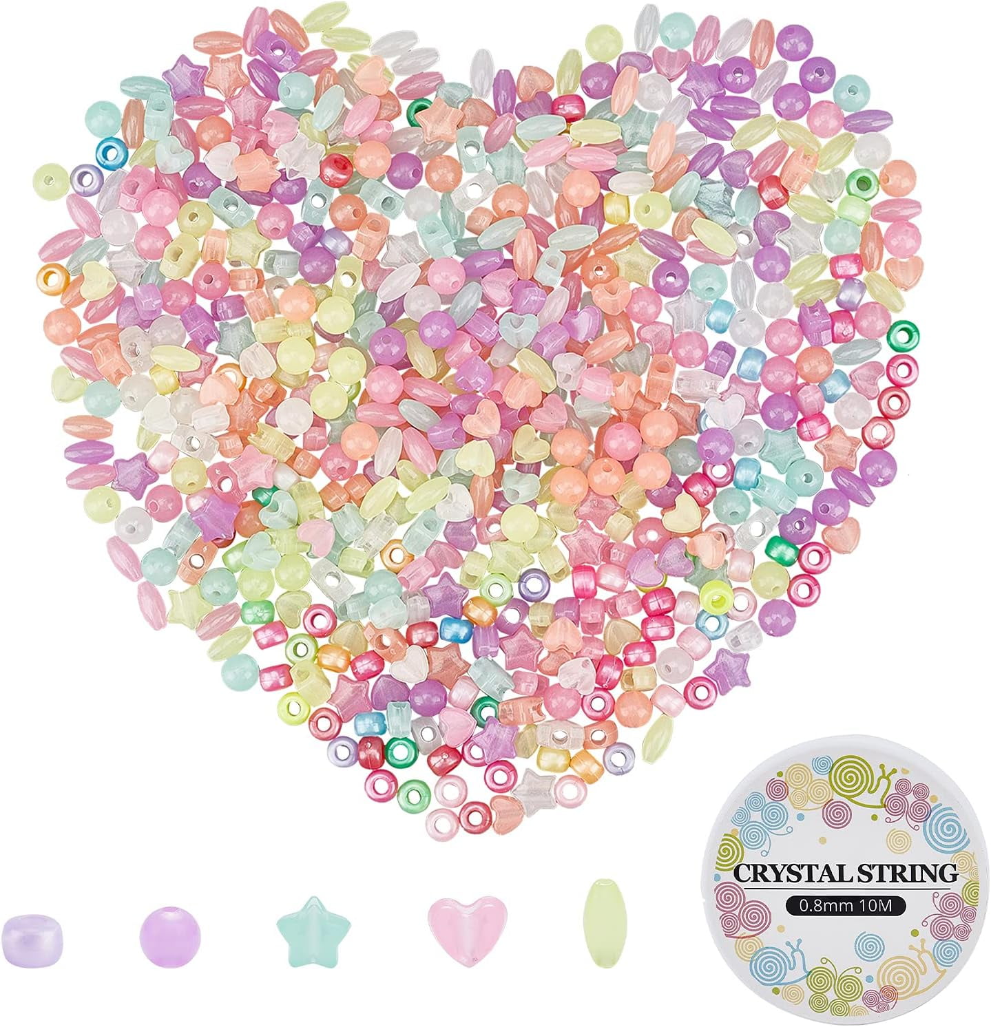 1set Bead set about 600pcs 5 Types Colourful Pop Beads Kit with Elastic ...