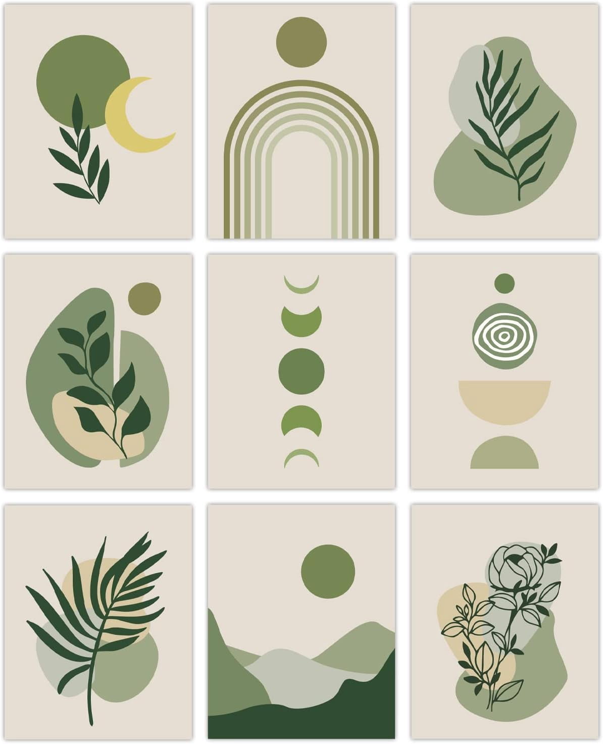 1set Boho Unframed Canvas Prints Mid-Century Modern Wall Decor ...