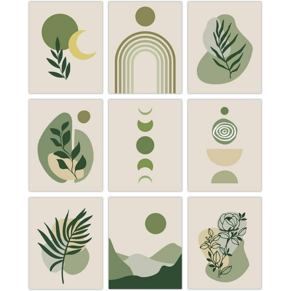 1set Boho Unframed Canvas Prints Mid-Century Modern Wall Decor ...