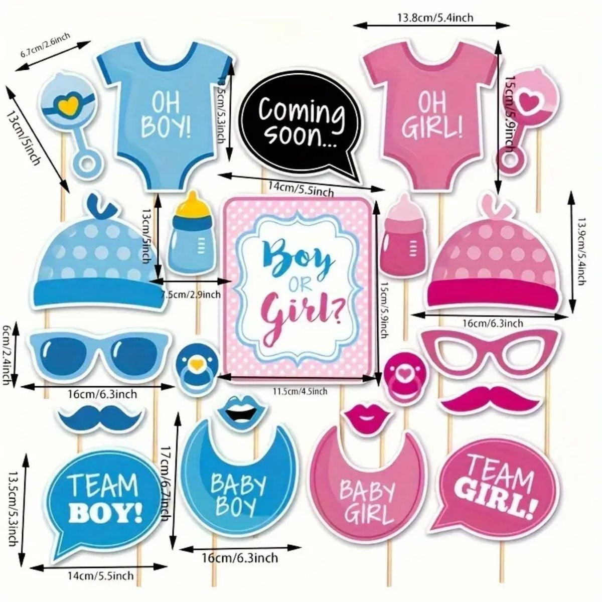 1set Boy or Girl Photo Booth Props Frame Birthday Party Decorations ...