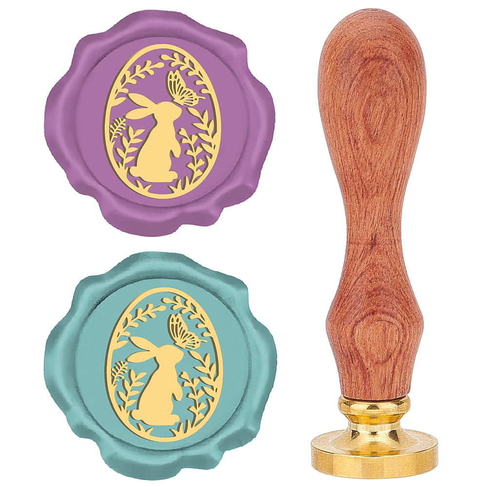 1set Brass Wax Seal Stamps with Wood Handle for DIY Scrapbooking Rabbit ...