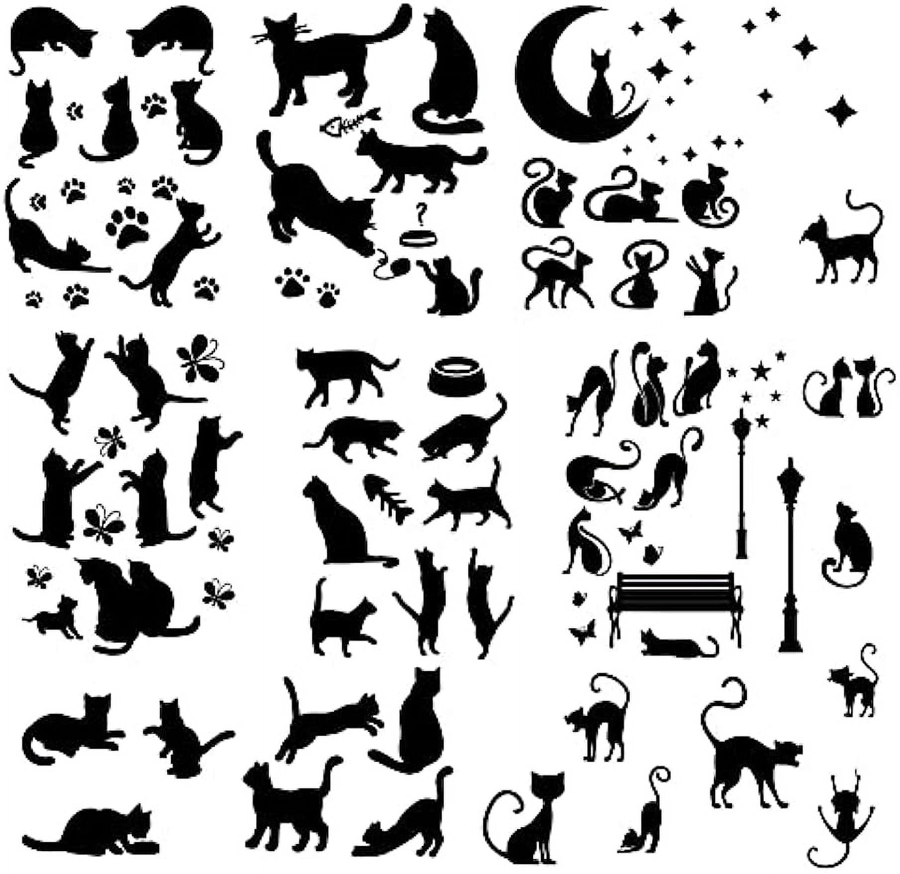 1set Cat Decals Black Kitty Stickers Cat Window Stickers Waterproof ...