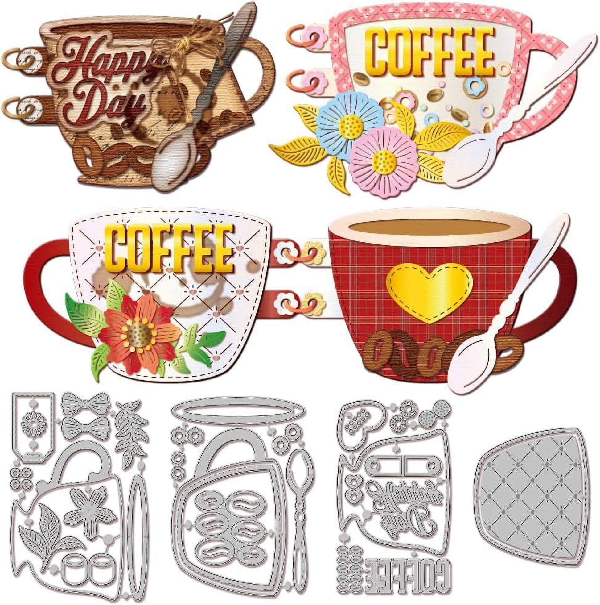 1set Coffee Cup Cut Dies Metal Frame Cut Dies for Cards Making ...