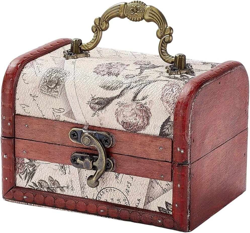 1set CutHollow 1pc Vintage Wooden Jewelry box Pu Leather Decorative ...