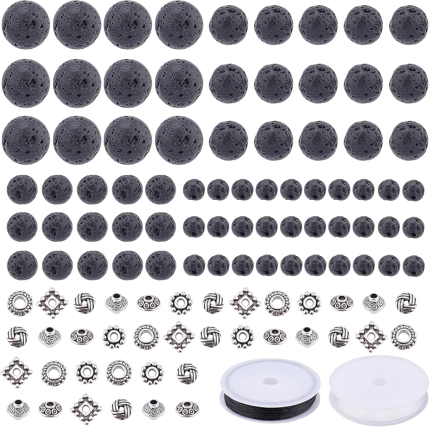 1set DIY Bead Stretch Bracelets Making Kits Including Natural Lava Rock ...