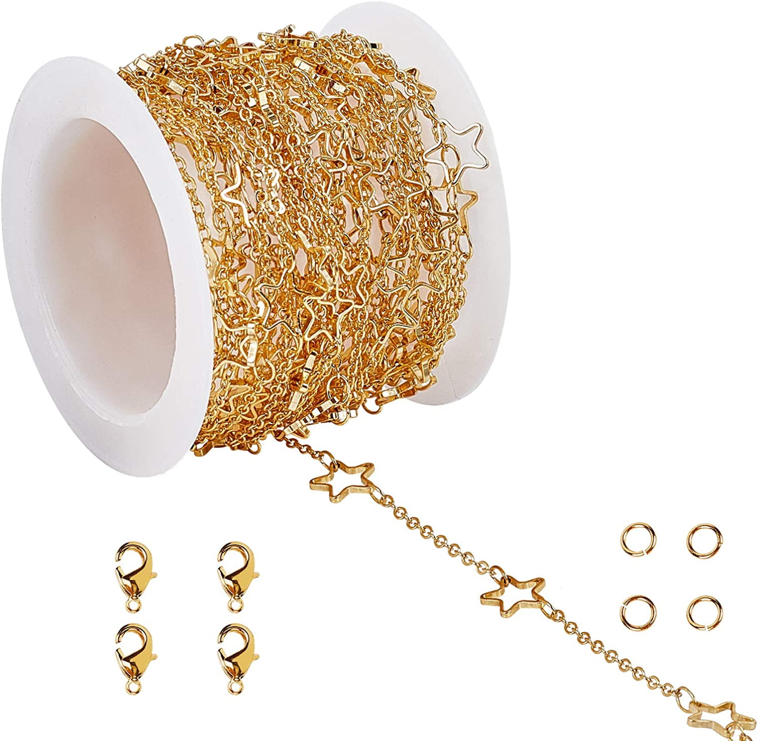 1set DIY Jewelry Kits with Soldered Brass Star Link Chains & Lobster ...