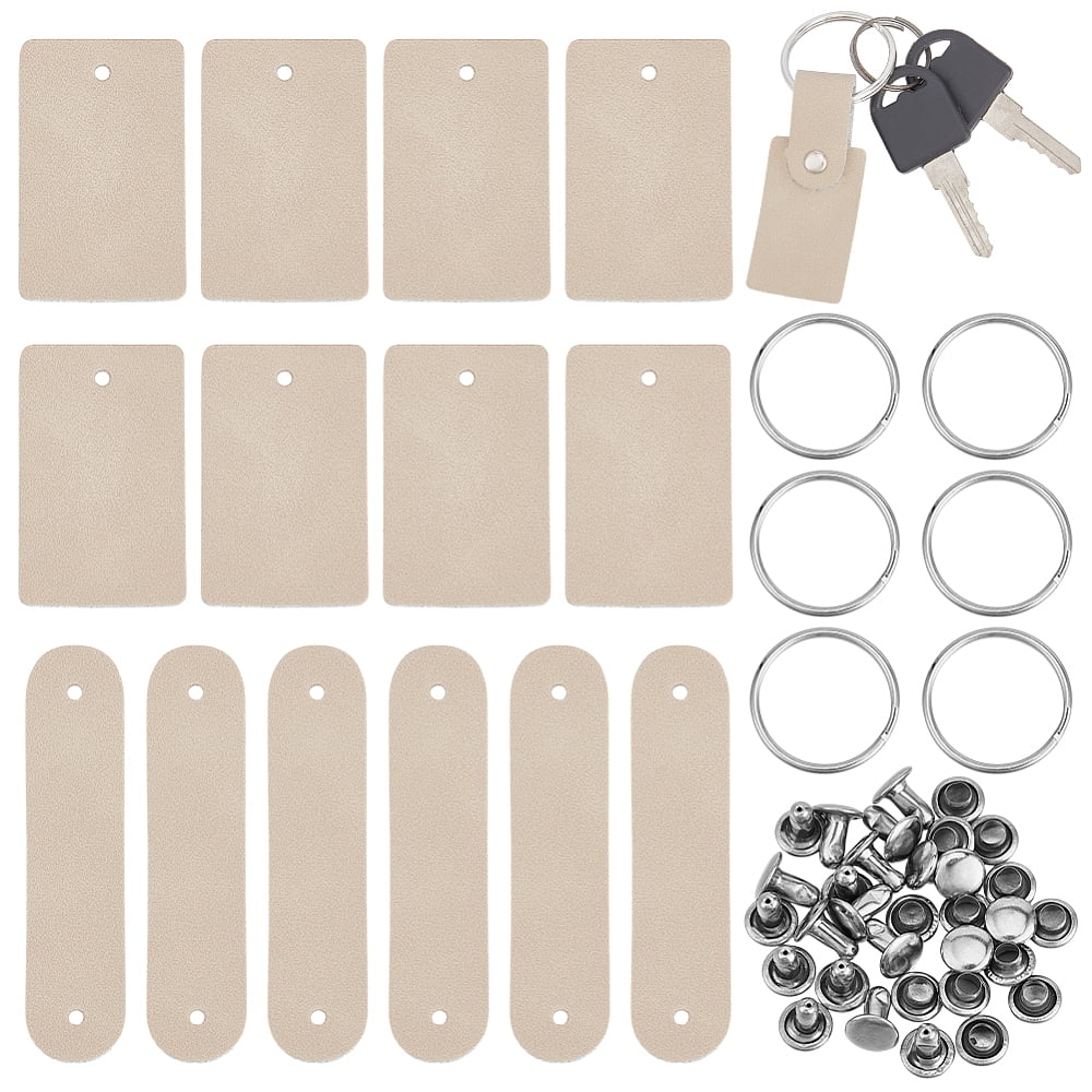 1set DIY Leather Keychain Making Kits BurlyWood 40~65x15~25x1.8mm Hole ...