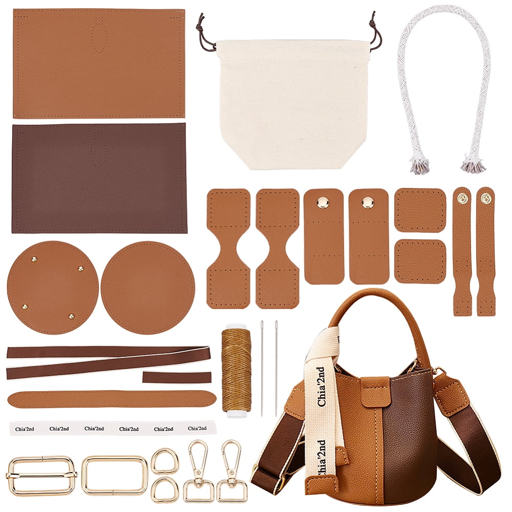 1set DIY Sew on PU Leather Bucket Bags Kits with PU Leather bag Bottom ...
