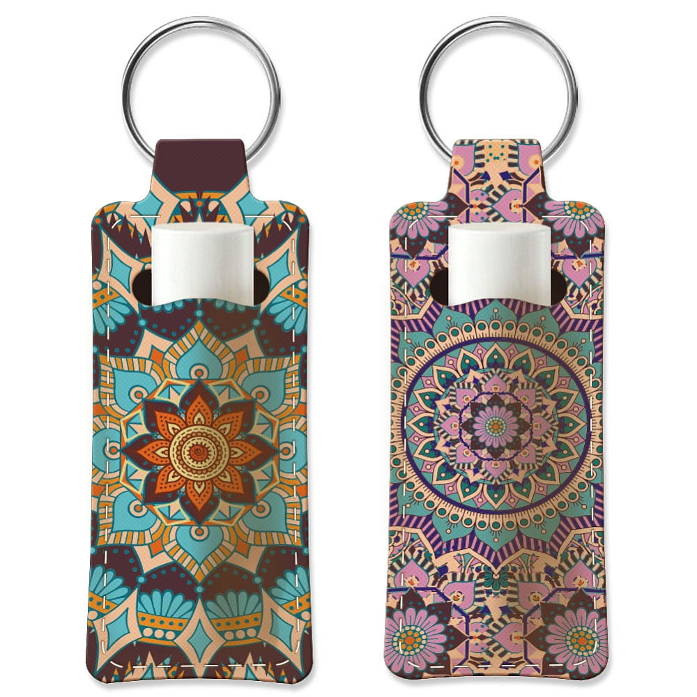 1set Elastic Neoprene Keychains Lipstick Bags with Iron Keychain Rings ...