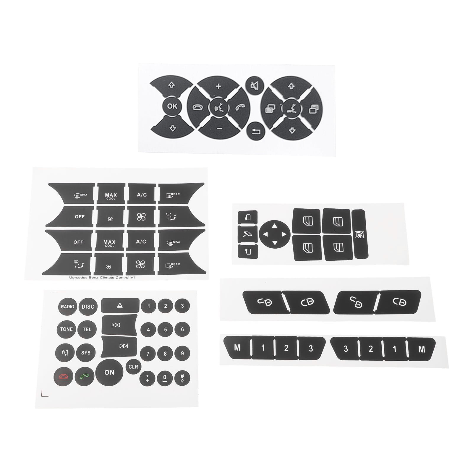 1set For Mercedes For Benz Car Button Decals Stickers Black With White ...
