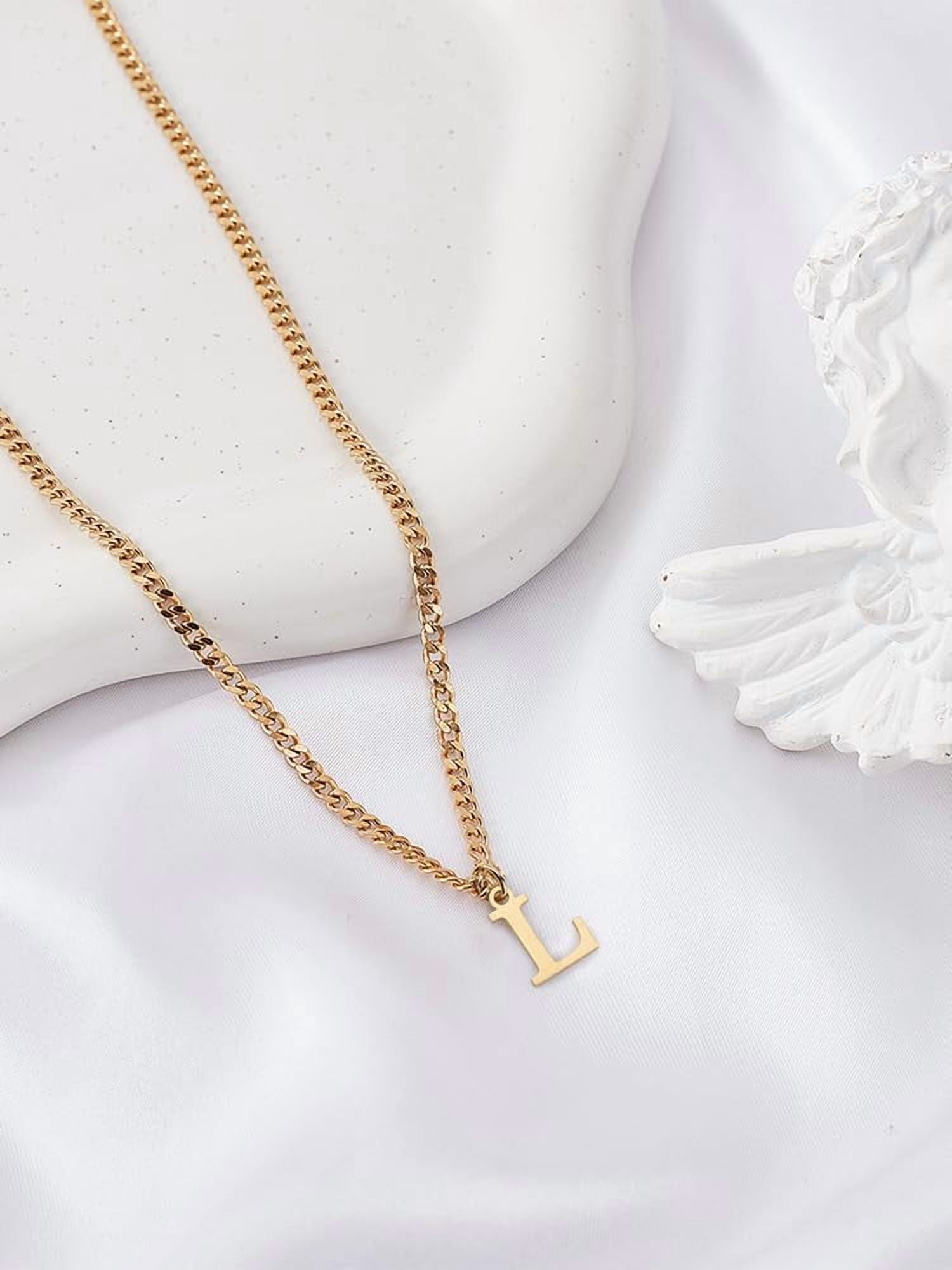 1set Gold Dainty Alphabet Pendant Necklace Capital Letter Pendant ...