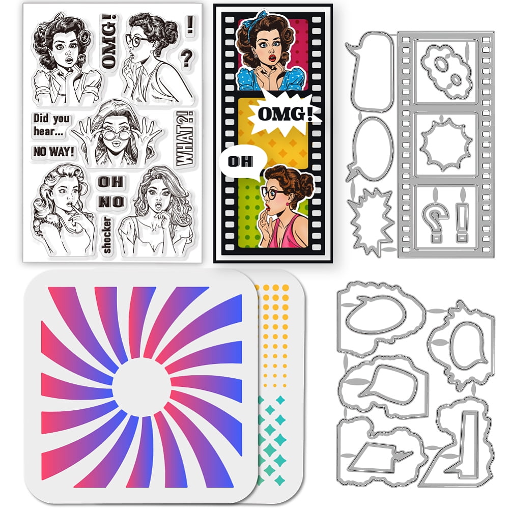 1set Gossip Women Clear Stamp Dialog box Cutting Die PET Paint Craft ...
