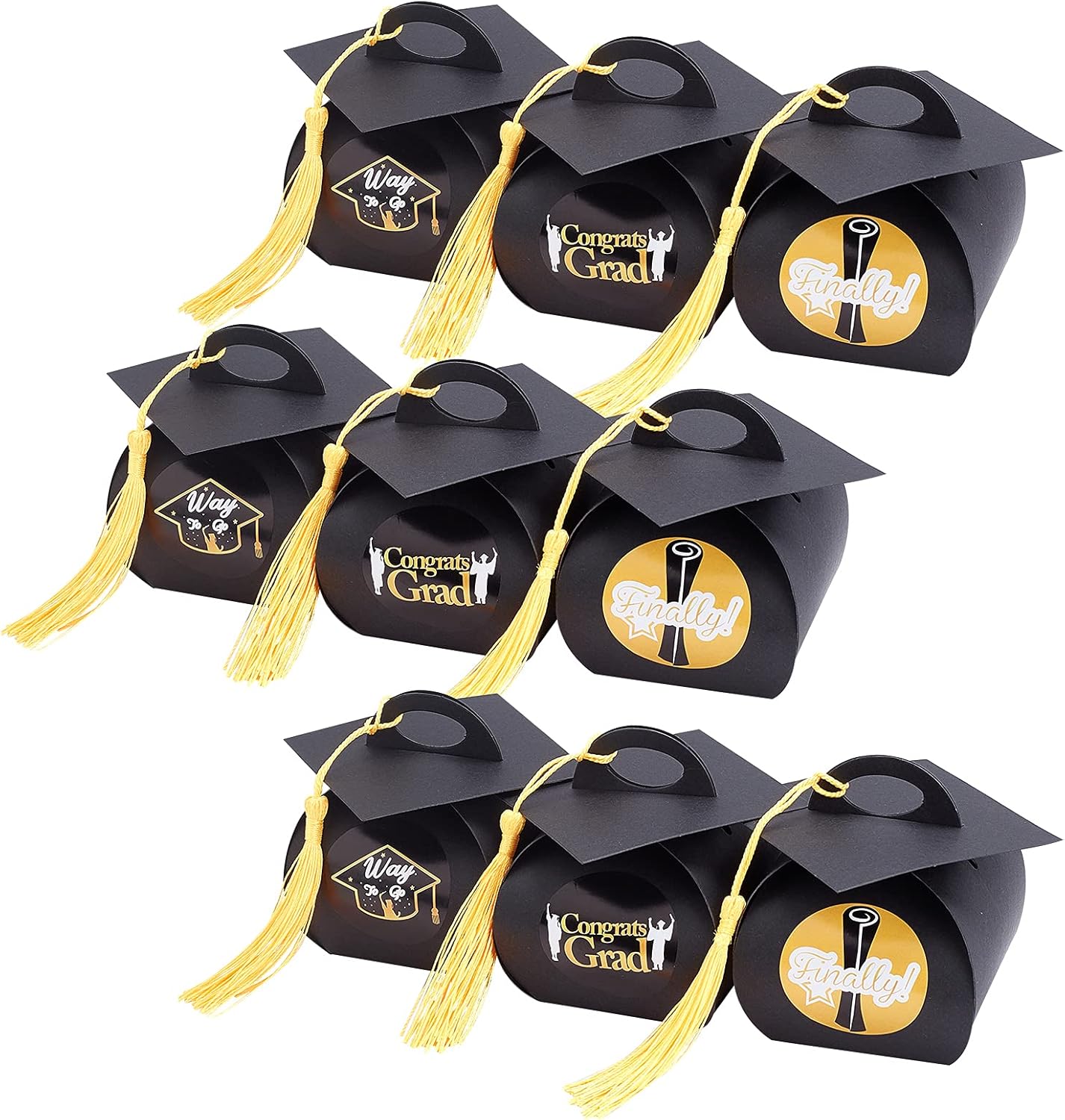 1set Graduation Cap Shaped Paper Gift box with Tassels Folding boxes ...